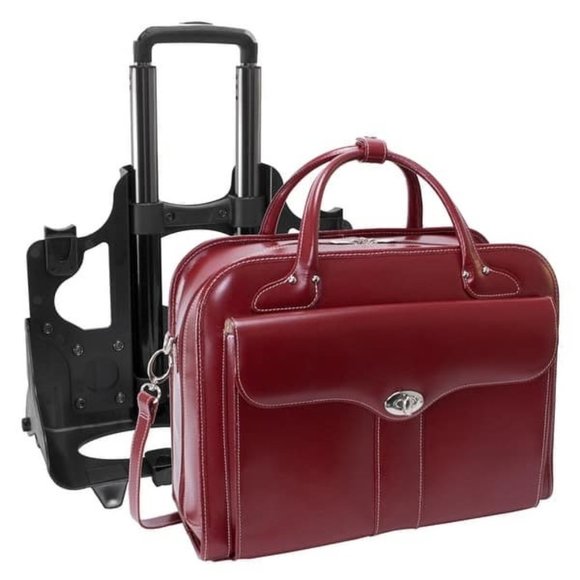 Bags | Red Laptop Bag With Detachable Wheels And Handle System | Poshmark